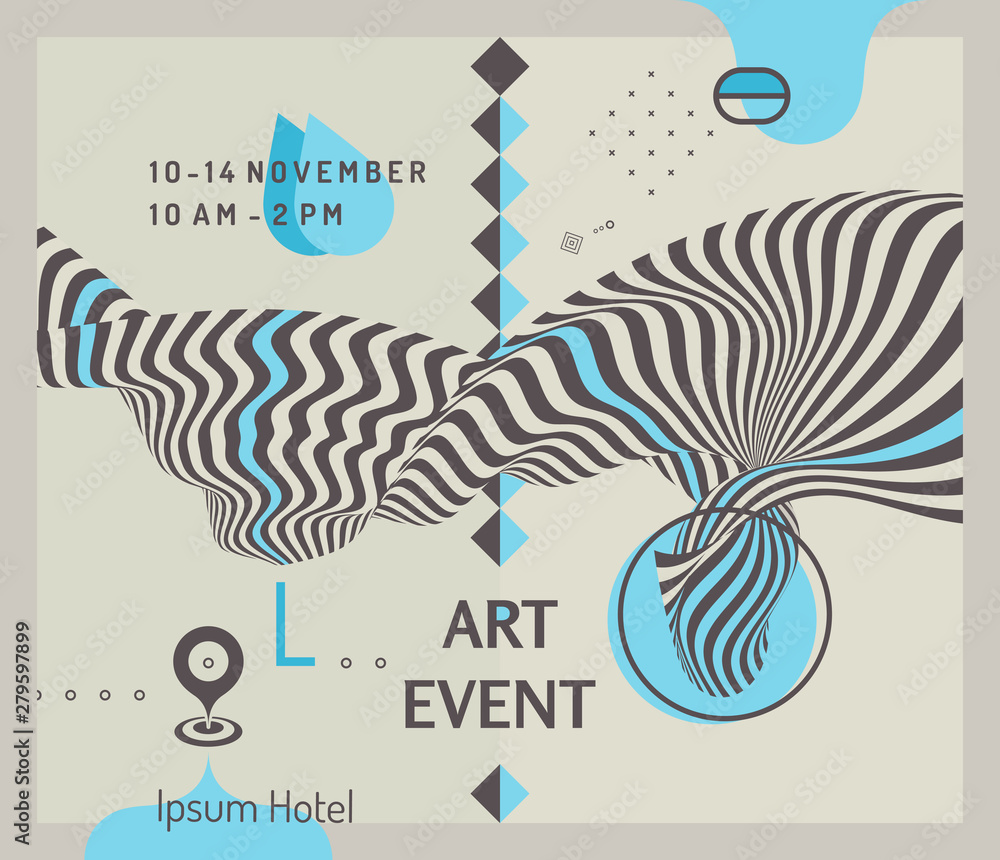 Art event invitation template with date and time details. Background ...