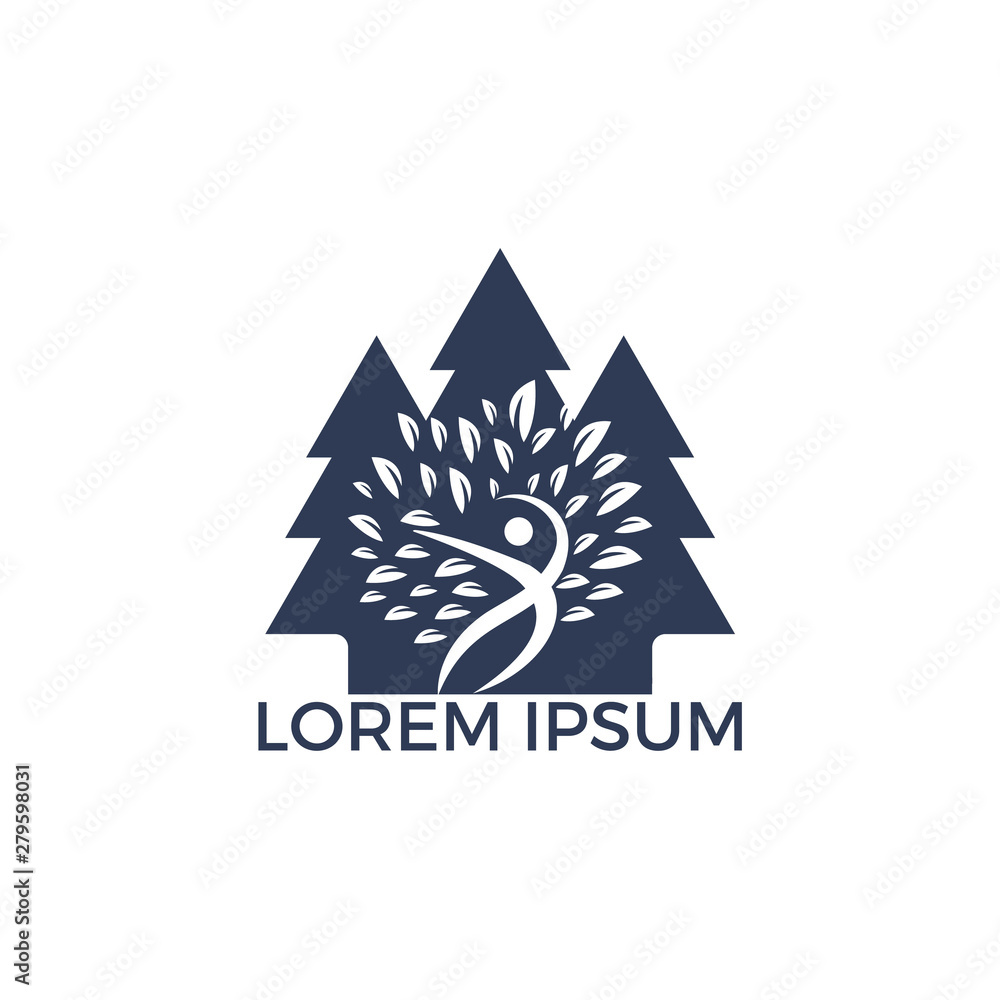 Pine tree people logo design. Healthy person people tree eco and bio ...