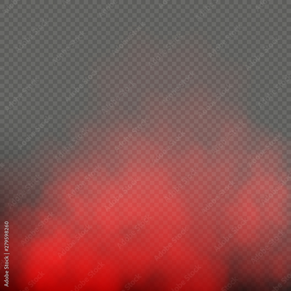 Red fog or mist color special smoke effect isolated on transparent ...