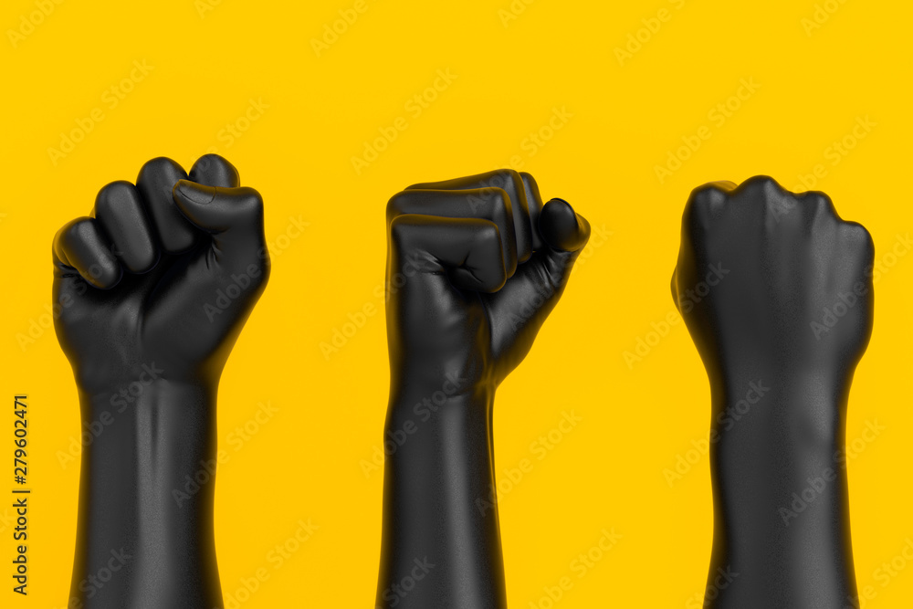Black Hand Fist set isolated, human rights, protest, conflict or winner ...