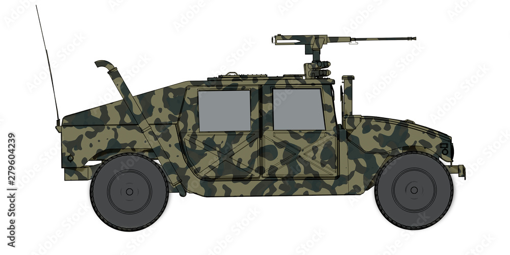 camouflaged 3d render side view of humvee military vehicle Stock ...