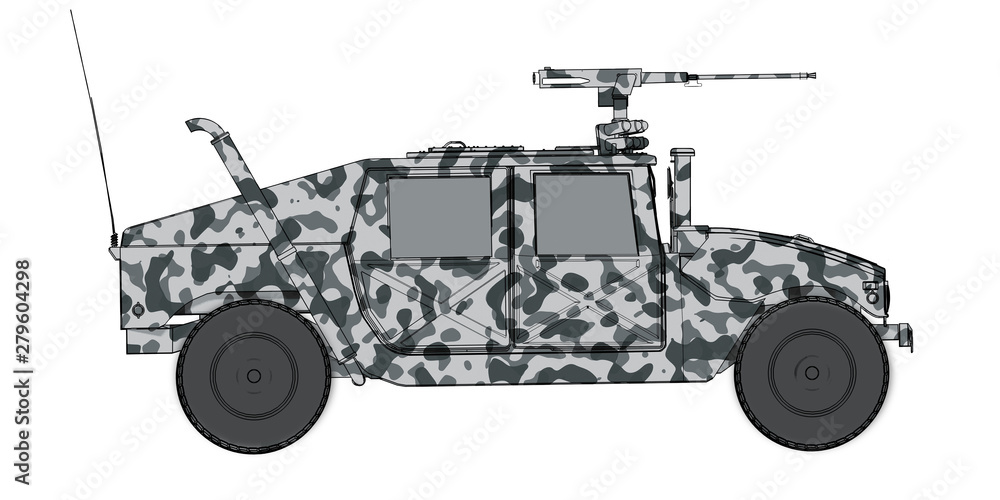 camouflaged 3d render side view of humvee military vehicle Stock ...