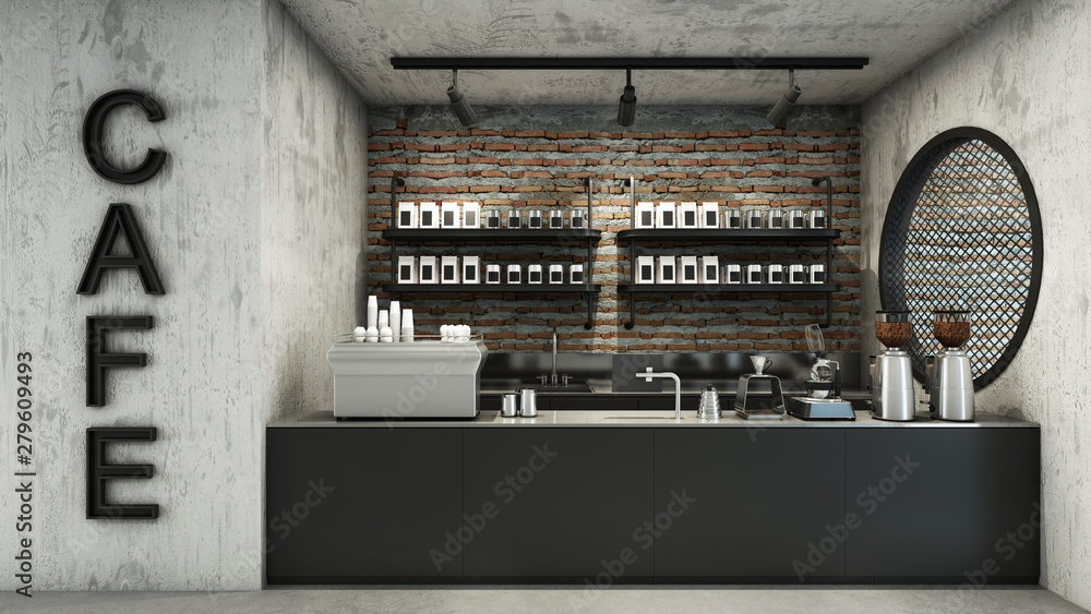 Cafe shop Restaurant design Minimalist Loft,Counter black metal,Top ...