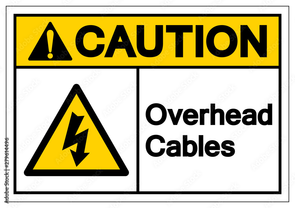 Caution Overhead Cables Symbol Sign ,Vector Illustration, Isolate On ...