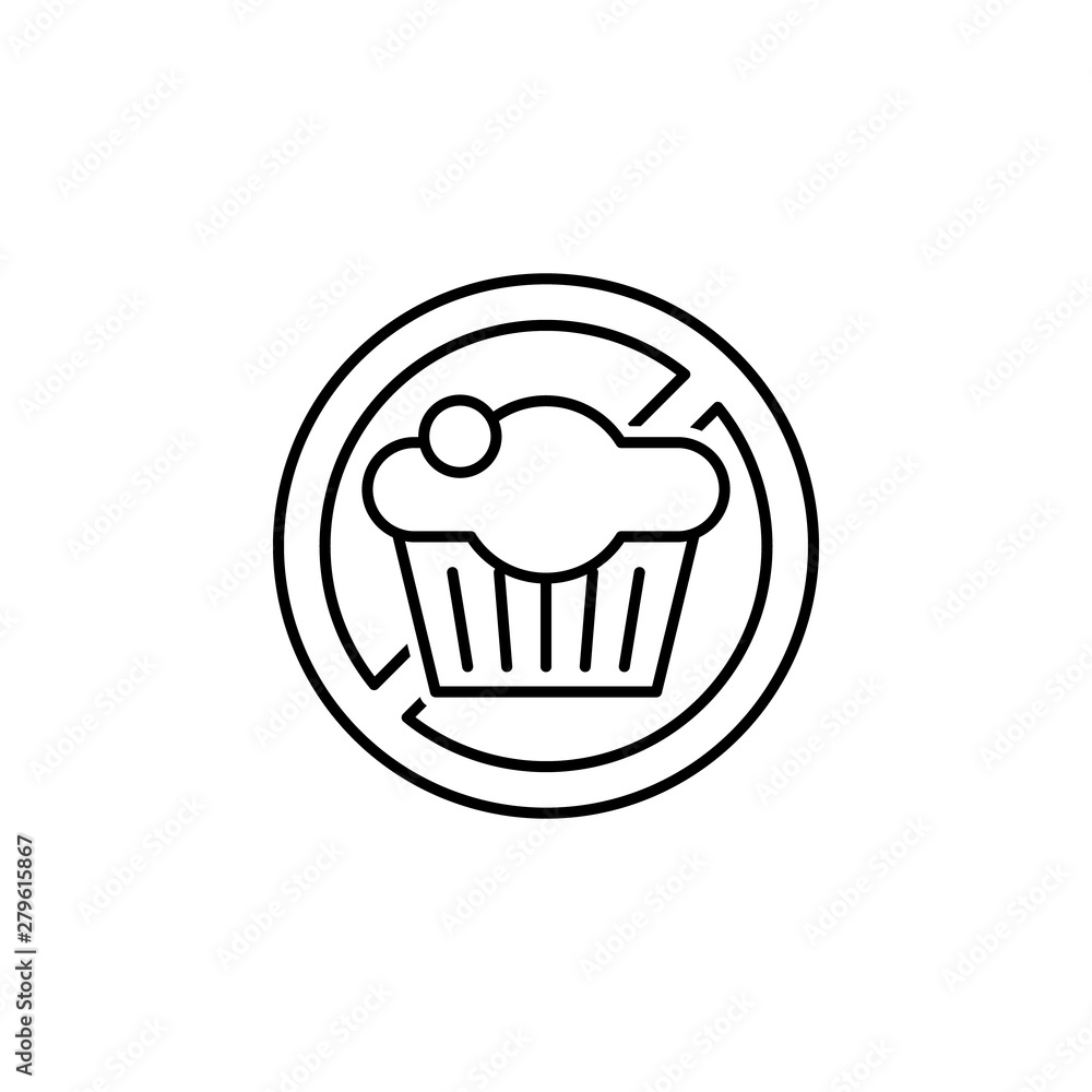 no sweets outline icon. Elements of diet and nutrition illustration ...