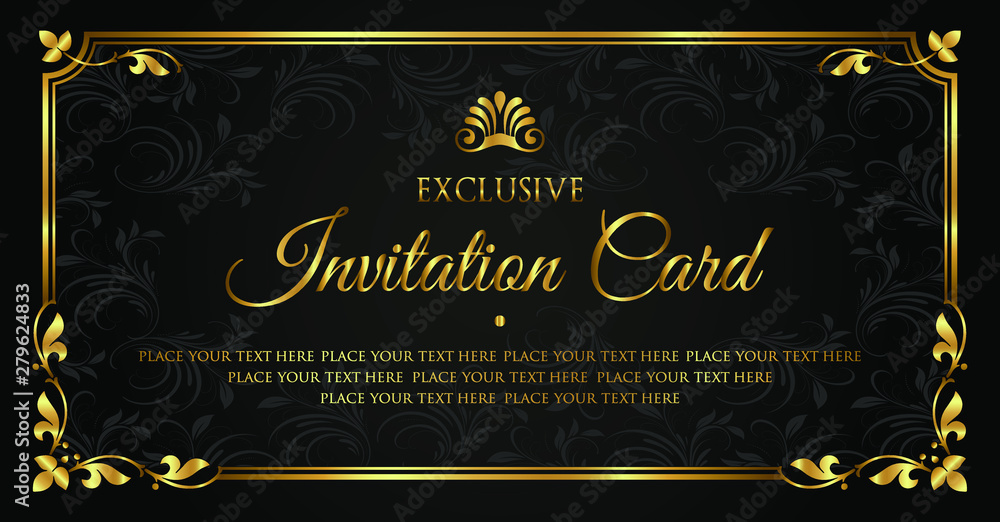 Black and gold exclusive invitation card design 素材庫向量圖 | Adobe Stock