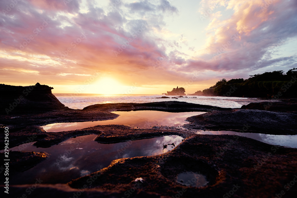 Beautiful balinese landscape. Ancient hinduism temple Tanah lot on the ...