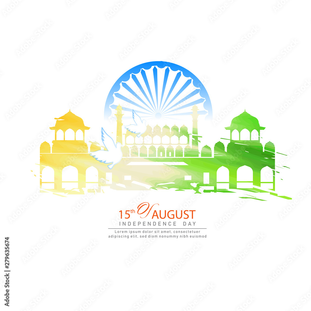 15 August- innovative illustration of Famous Indian monument and ...