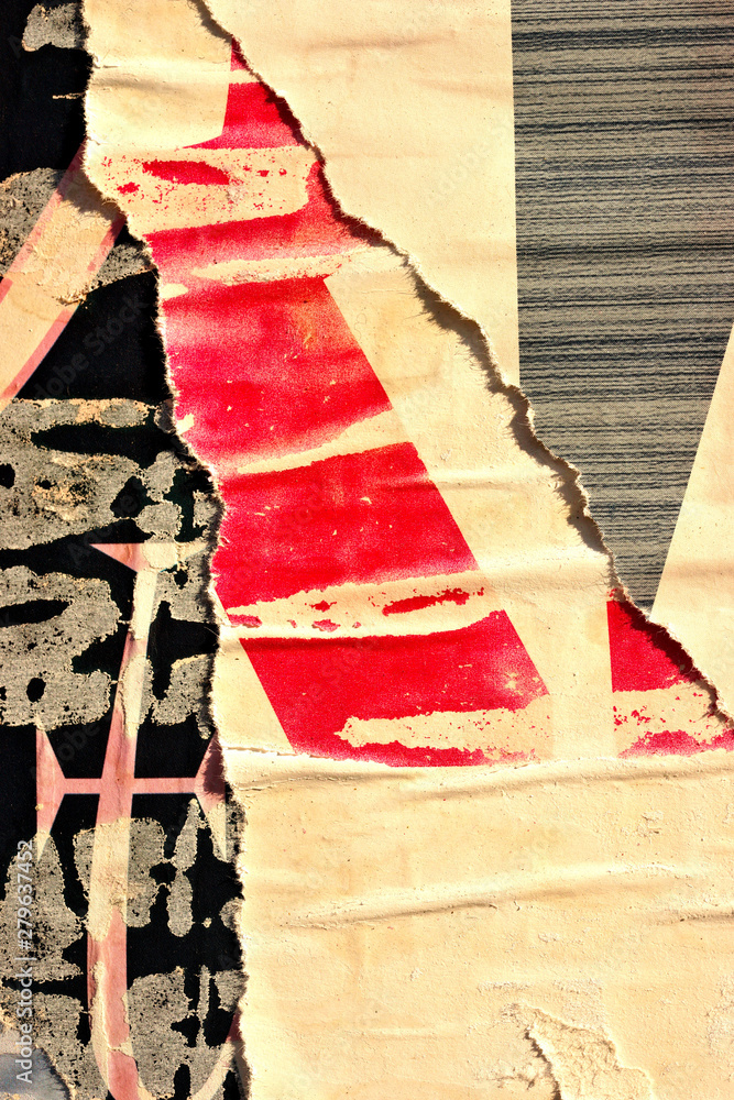 Old vintage blank ripped torn posters grunge texture background creased ...