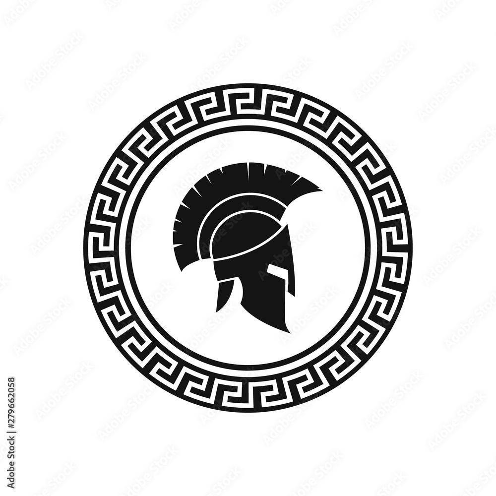 Vector illustration of spartan helmet and shield. Stock Vector | Adobe ...