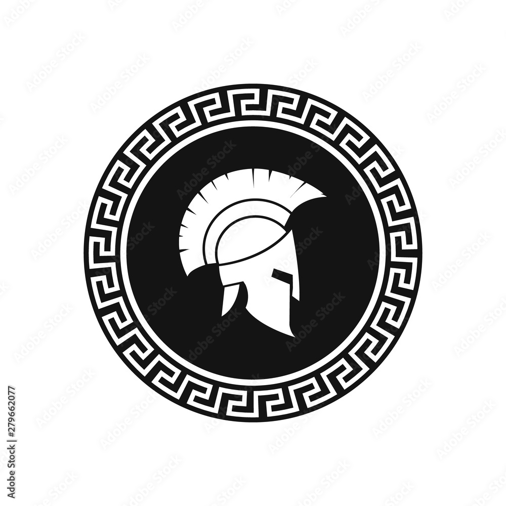 Spartan helmet with shield illustration. Vector. Stock Vector | Adobe Stock