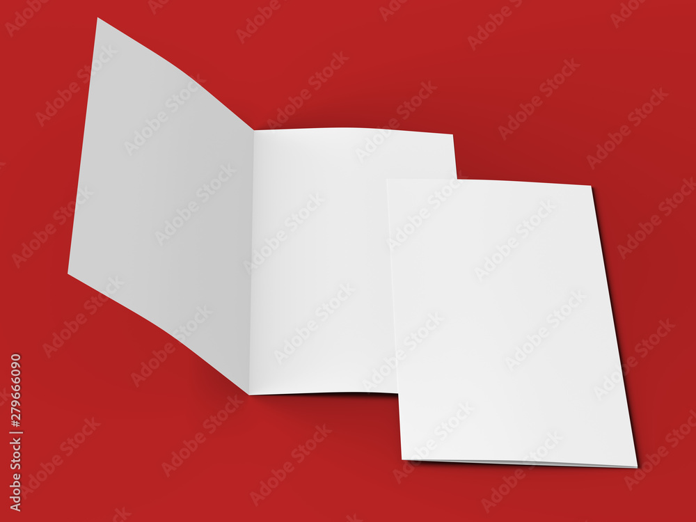 Leaflet folded to DL format - mock up - 3d illustartion ilustração do ...