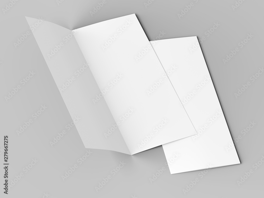 Leaflet folded to DL format - mock up - 3d illustartion Stock ...