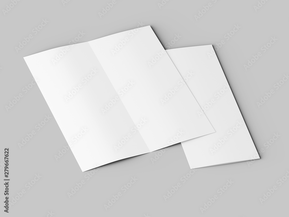Leaflet folded to DL format - mock up - 3d illustartion Stock ...