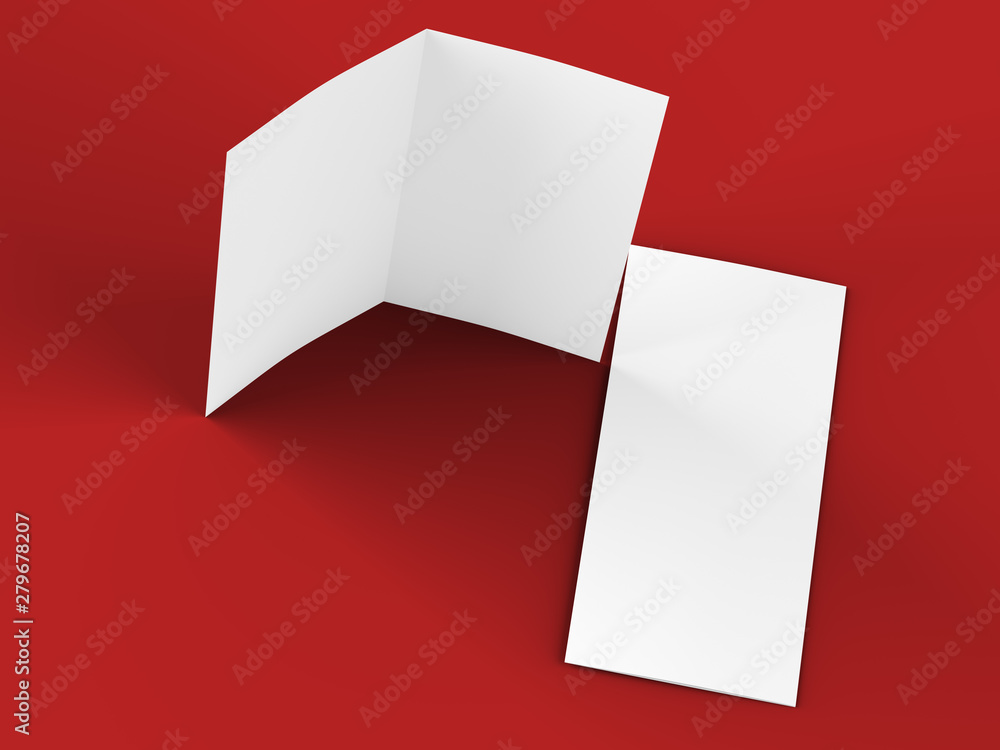 Leaflet folded to DL format - mock up - 3d illustartion Stock ...