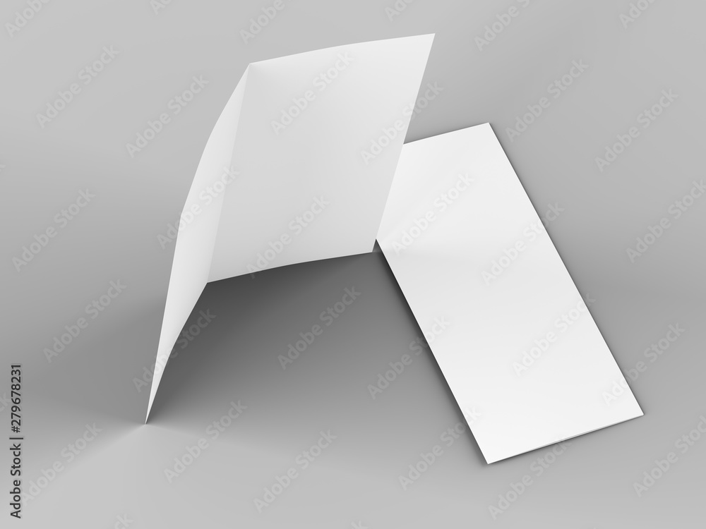 Leaflet folded to DL format - mock up - 3d illustartion Stock ...