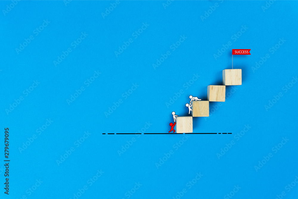 Business leadership and teamwork concept. Leadership help his followers ...