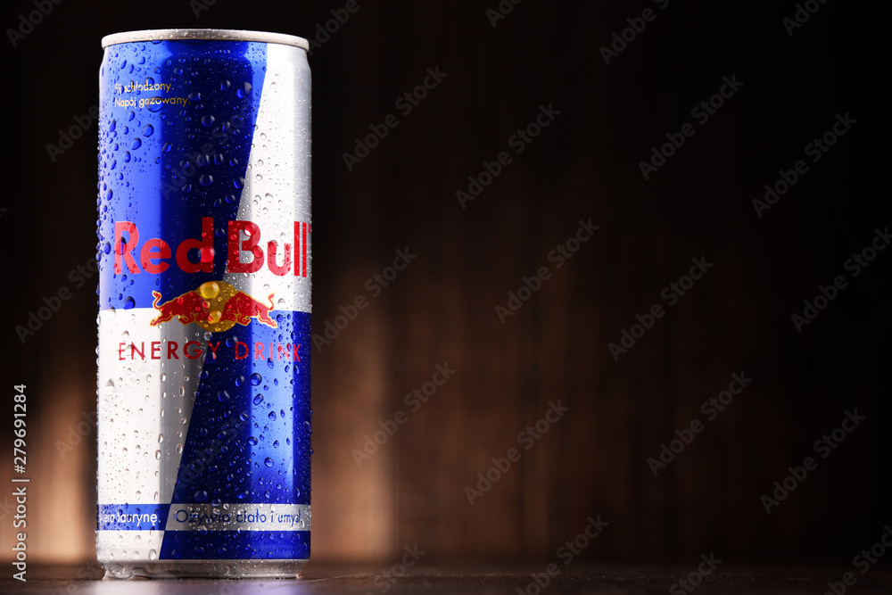 Can of Red Bull, a popular energy drink Stock Photo | Adobe Stock
