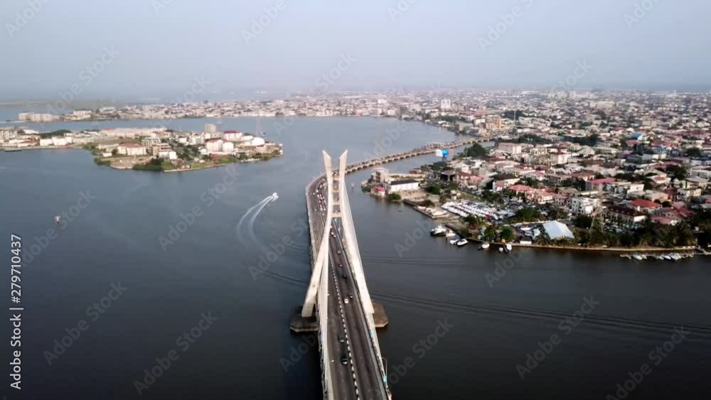 Scenic aerial view of Ikoyi link bridge Lagos Nigeria Stock Video ...