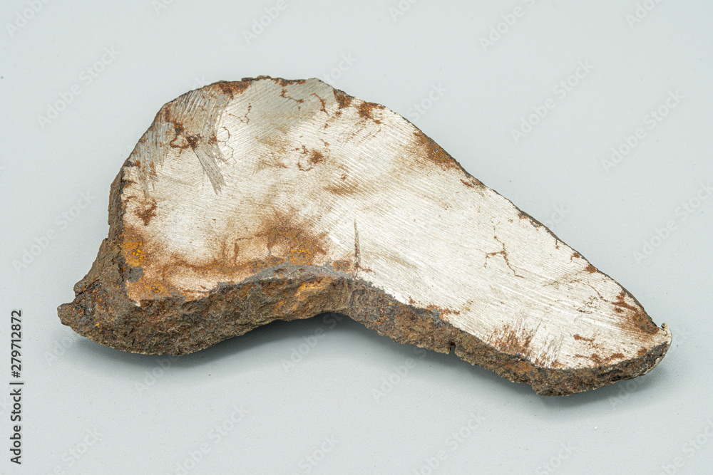 Metallic Meteorite cut isolated, piece of rock formed in outer space in ...