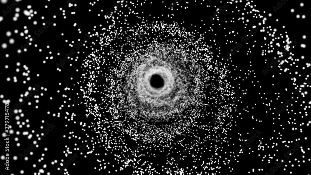 Abstract interstellar tunnel or portal. 3D wormhole with a mesh ...