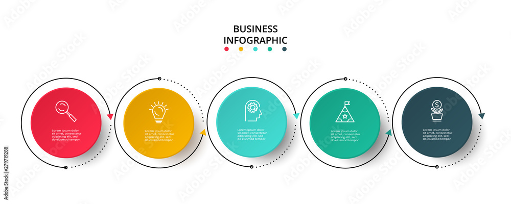 Business data visualization. Process chart. Elements of graph, diagram ...