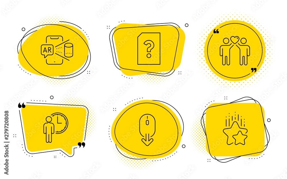 Friends couple, Waiting and Ranking stars signs. Chat bubbles. Unknown file, Scroll down and ...