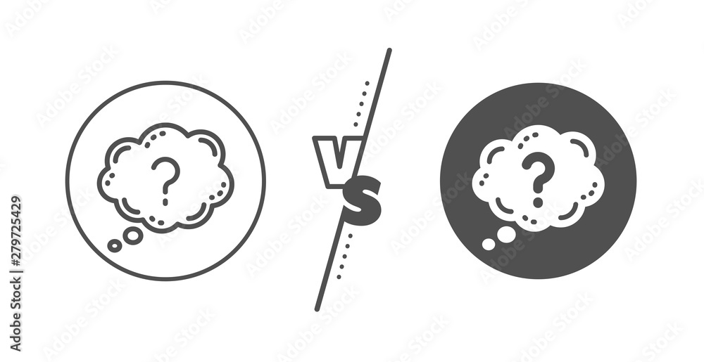 Quiz chat bubble sign. Versus concept. Question mark line icon. Line vs ...