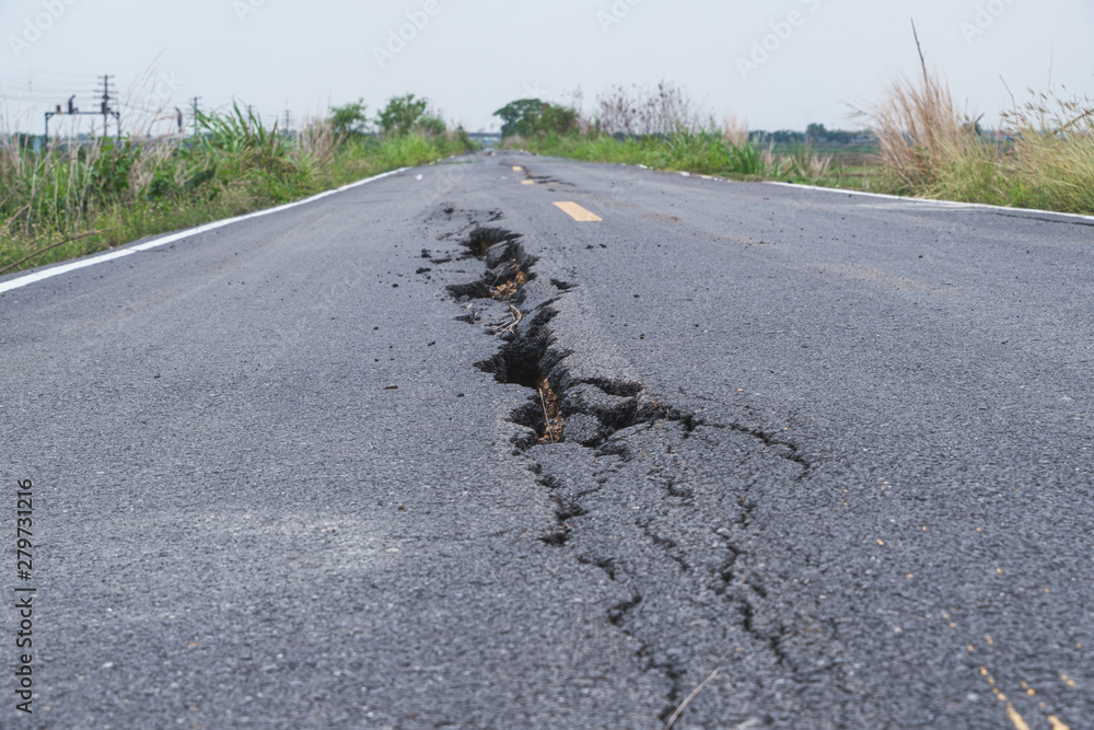 Asphalt surface on the street was demolished due to poor construction ...