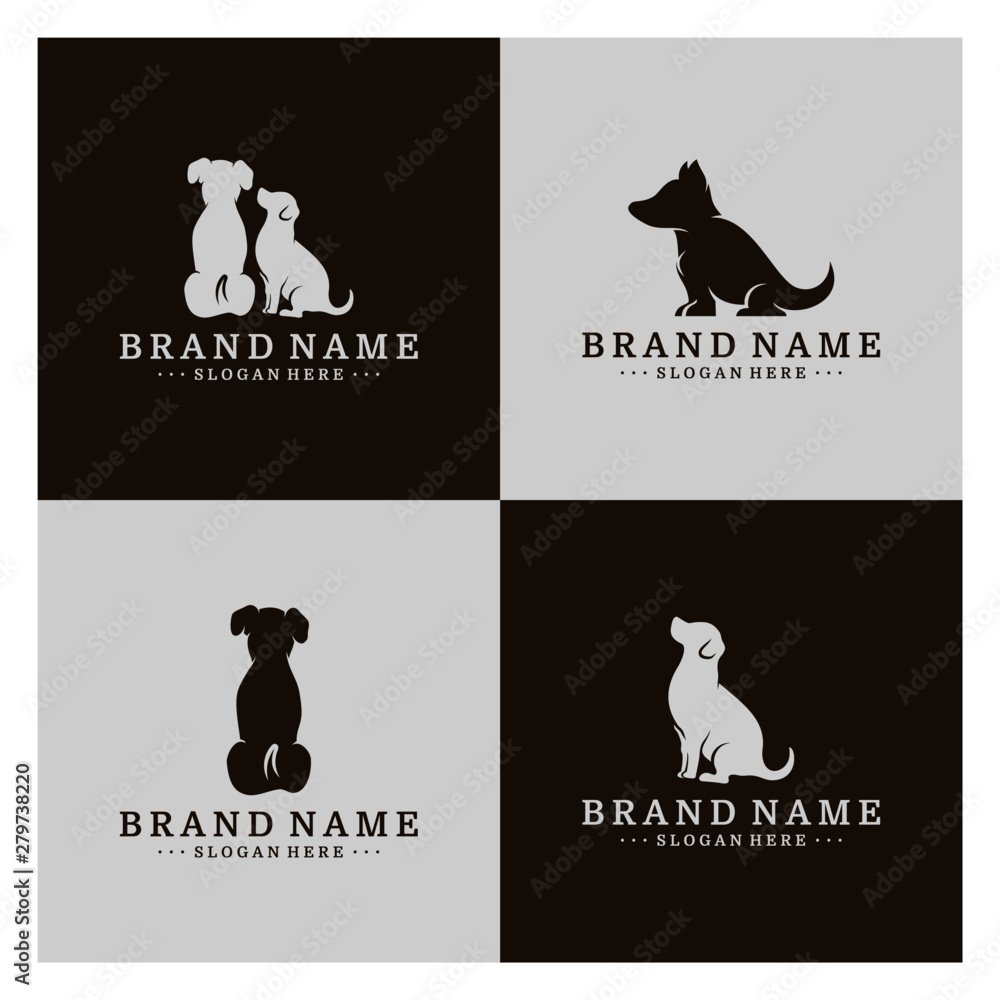 Set of Dog logo Design Vector Template. Dog icon logo vector Stock ...