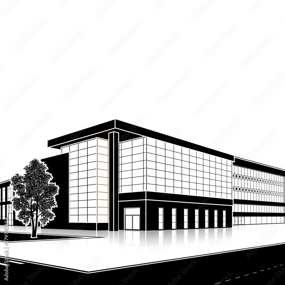 Office Building Silhouette Vector