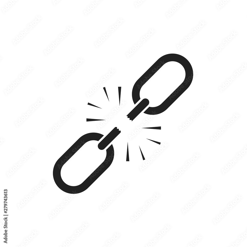 Broken link. Disconnect chain. Isolated element. Cinnection symbol ...