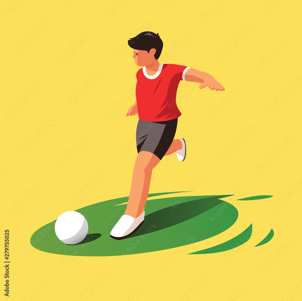 Soccer player collection. Shoots at goal. Vector illustration cartoon ...