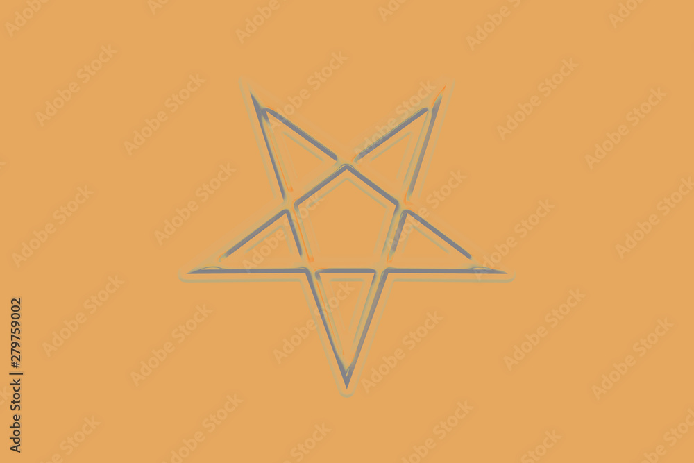 Reversed Pentagram symbol. Wiccan symbols- Cross of Sulfur. Blood red ...