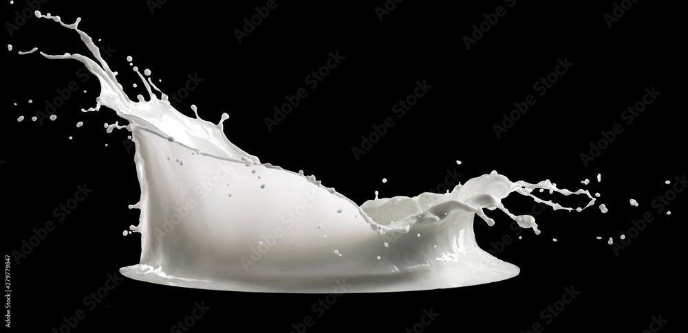 Milk Splash On Black Background