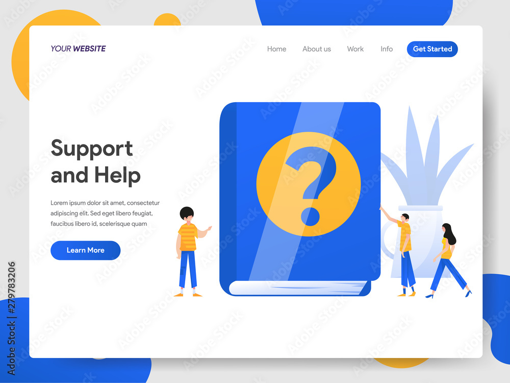 Landing page template of Support and Help Illustration Concept. Modern ...
