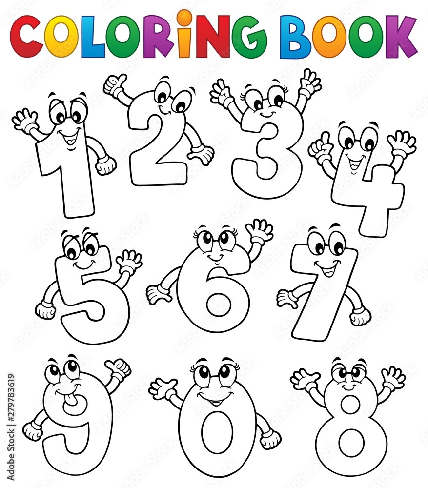 Coloring book cartoon numbers set 2 Stock Vector | Adobe Stock