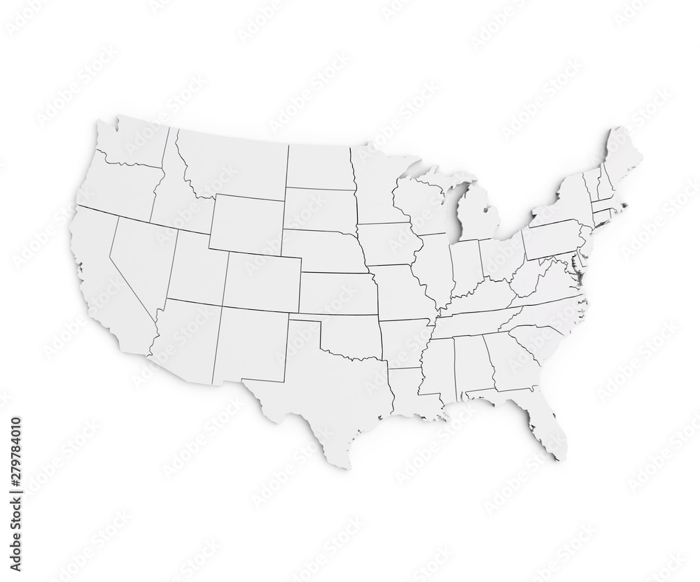 United States Of America Map 3d Render USA White Stock Illustration ...