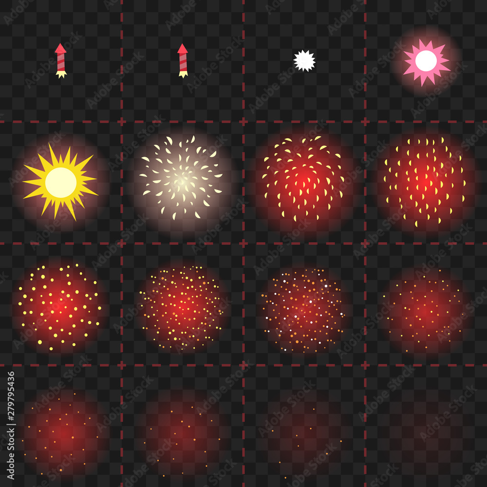Animation Of Firework Explosion Cartoon Vector Sprites Twelve