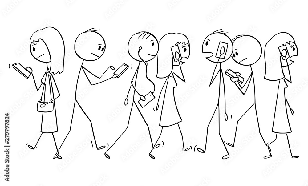 Vector cartoon stick figure drawing conceptual illustration of group of ...