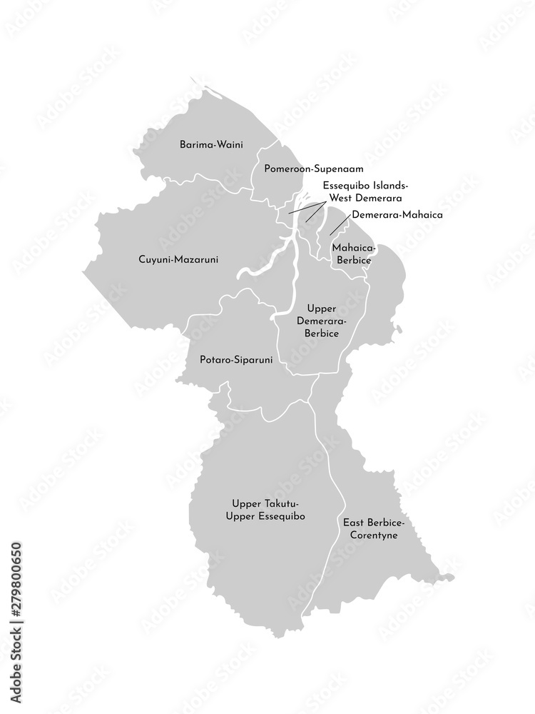 Vector isolated illustration of simplified administrative map of Guyana ...