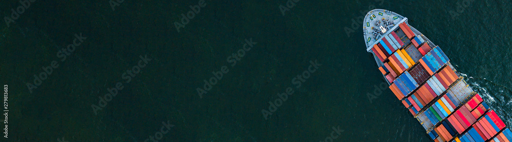 Container ship carrying container for import and export, business ...