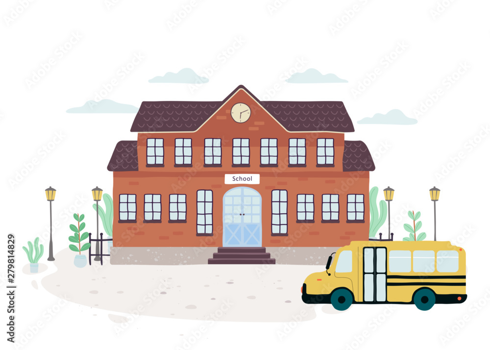 School building front view Stock Vector | Adobe Stock