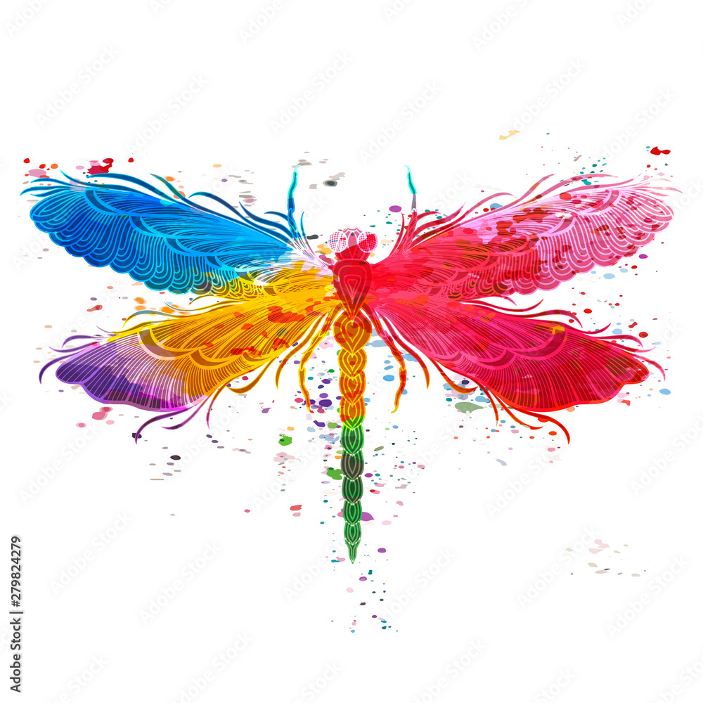 Colorful Dragonfly isolated on white. Vector illustration. Stock Vector ...