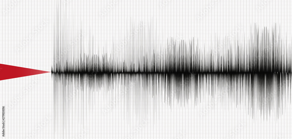 Seismograph Earthquake Wave Low and Hight richter scale on White paper ...