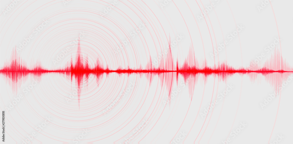 Blur Red Digital Sound Wave on white Background,technology and ...