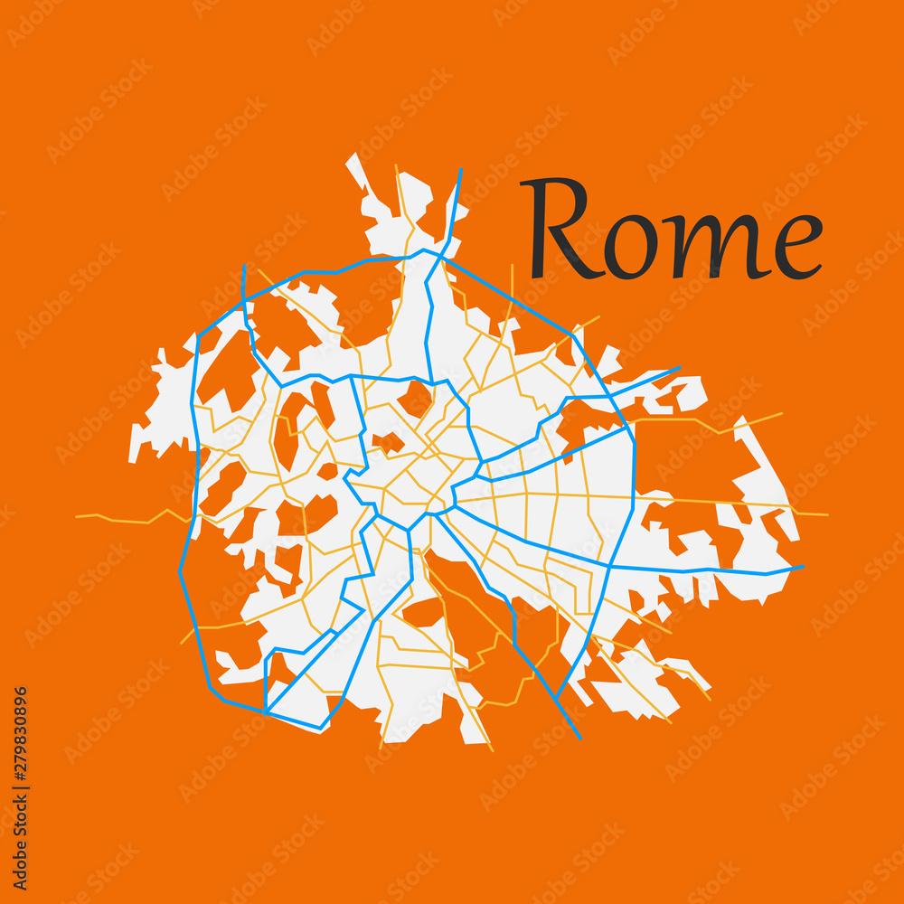 Flat city map of Rome with well organized separated layers. Stock ...