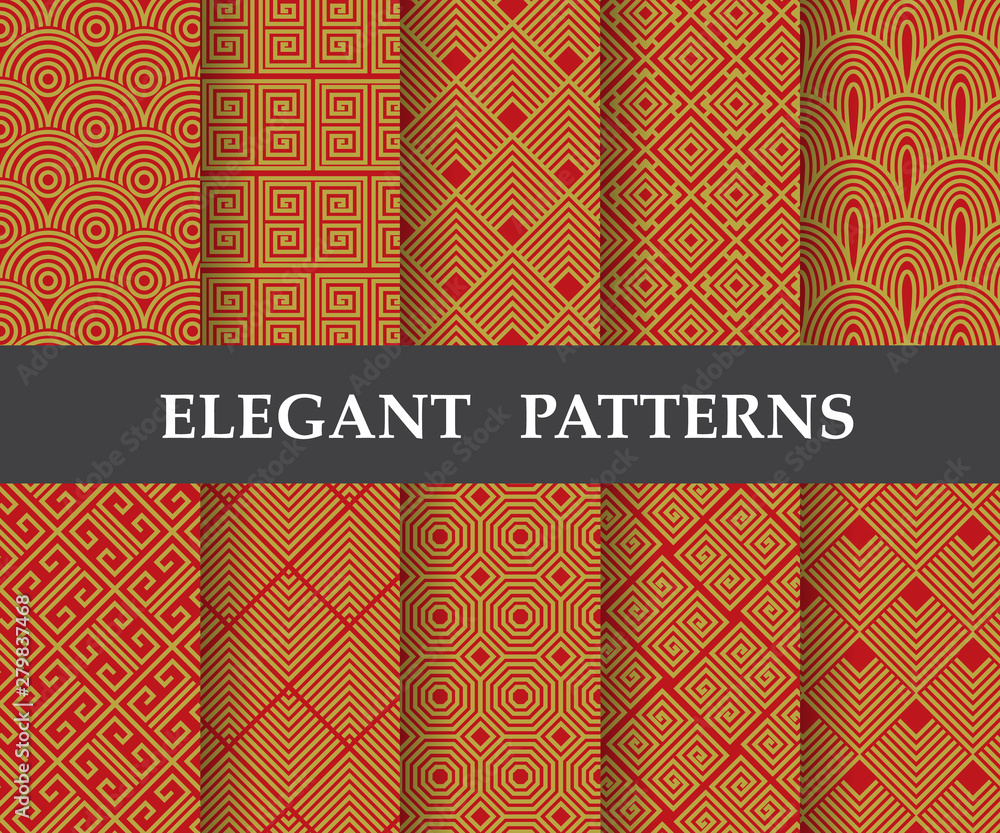 10 different elegant classic patterns. Endless ans seamless texture can ...