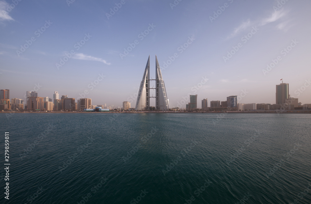 Bahrain skyline showing iconic buildings Stock Photo | Adobe Stock