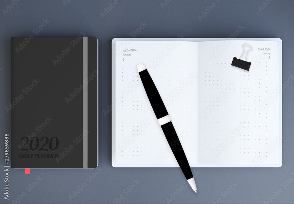 Minimalist Daily Planner Notebook Layout Stock Template | Adobe Stock